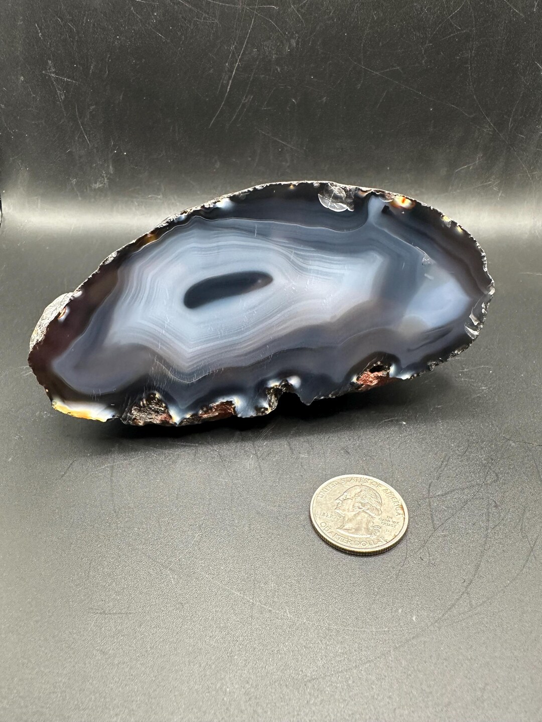 Large Blue Brazilian Agate With Parallax Bands | 1.440 Lbs Polished ...
