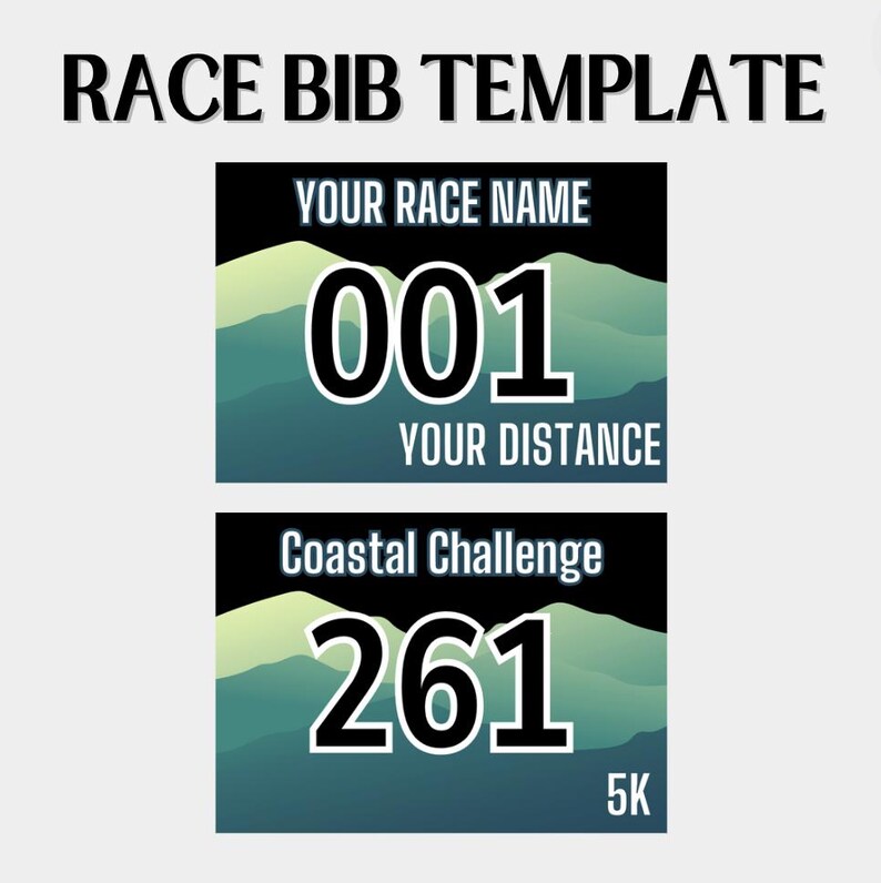 Race Bib Template, Customizable Race Numbers, Running, Triathlon ...