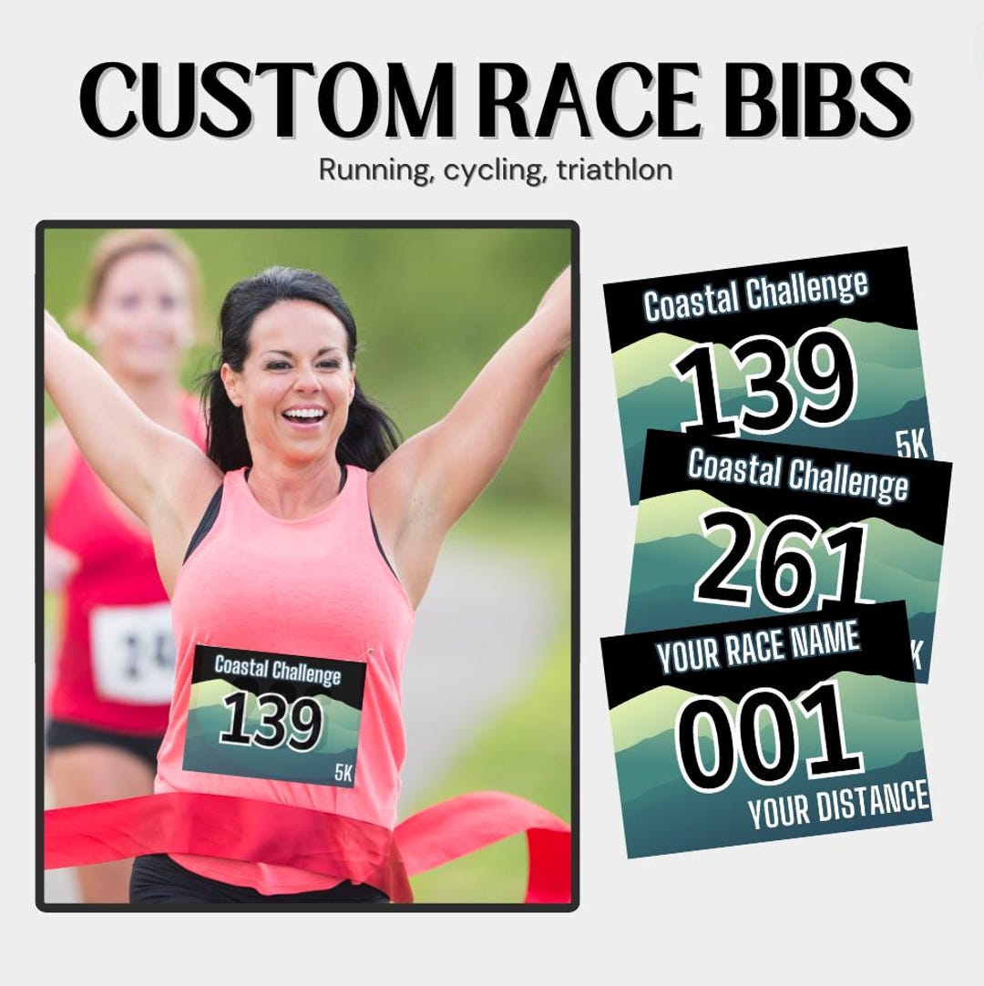 Race Bib Template, Customizable Race Numbers, Running, Triathlon ...