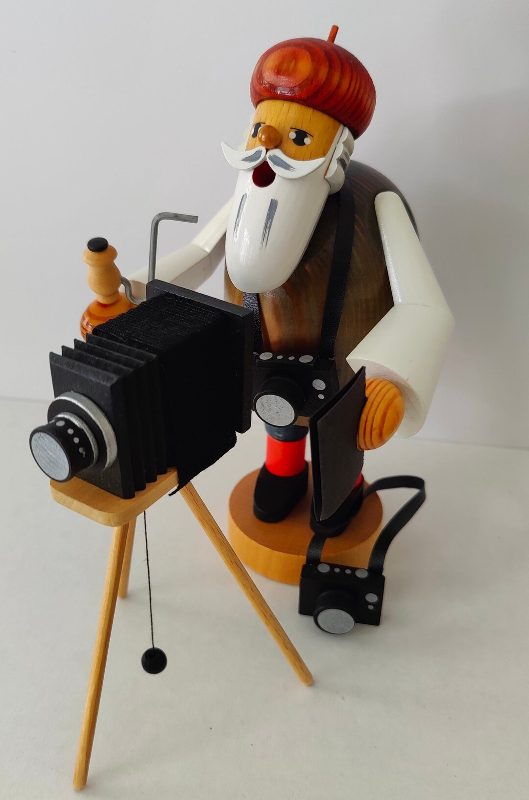 Wooden Smoker Figurine the Photographer by KWO - Etsy