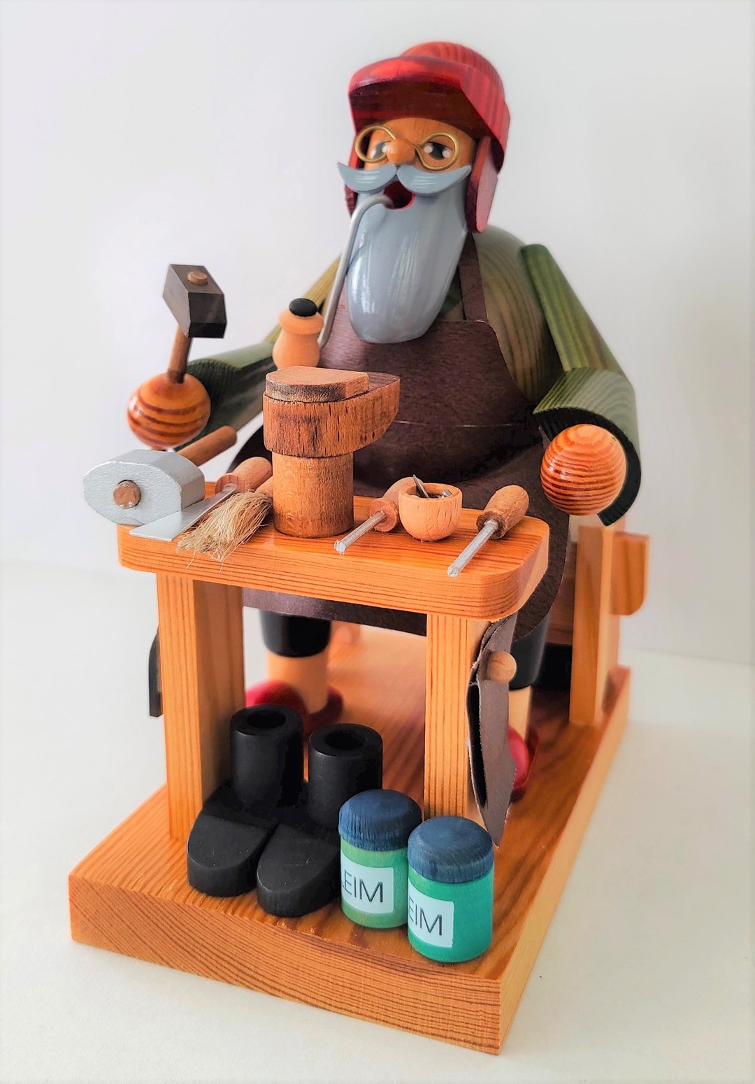 Wooden Smoker Figurine the Shoemaker by KWO - Etsy
