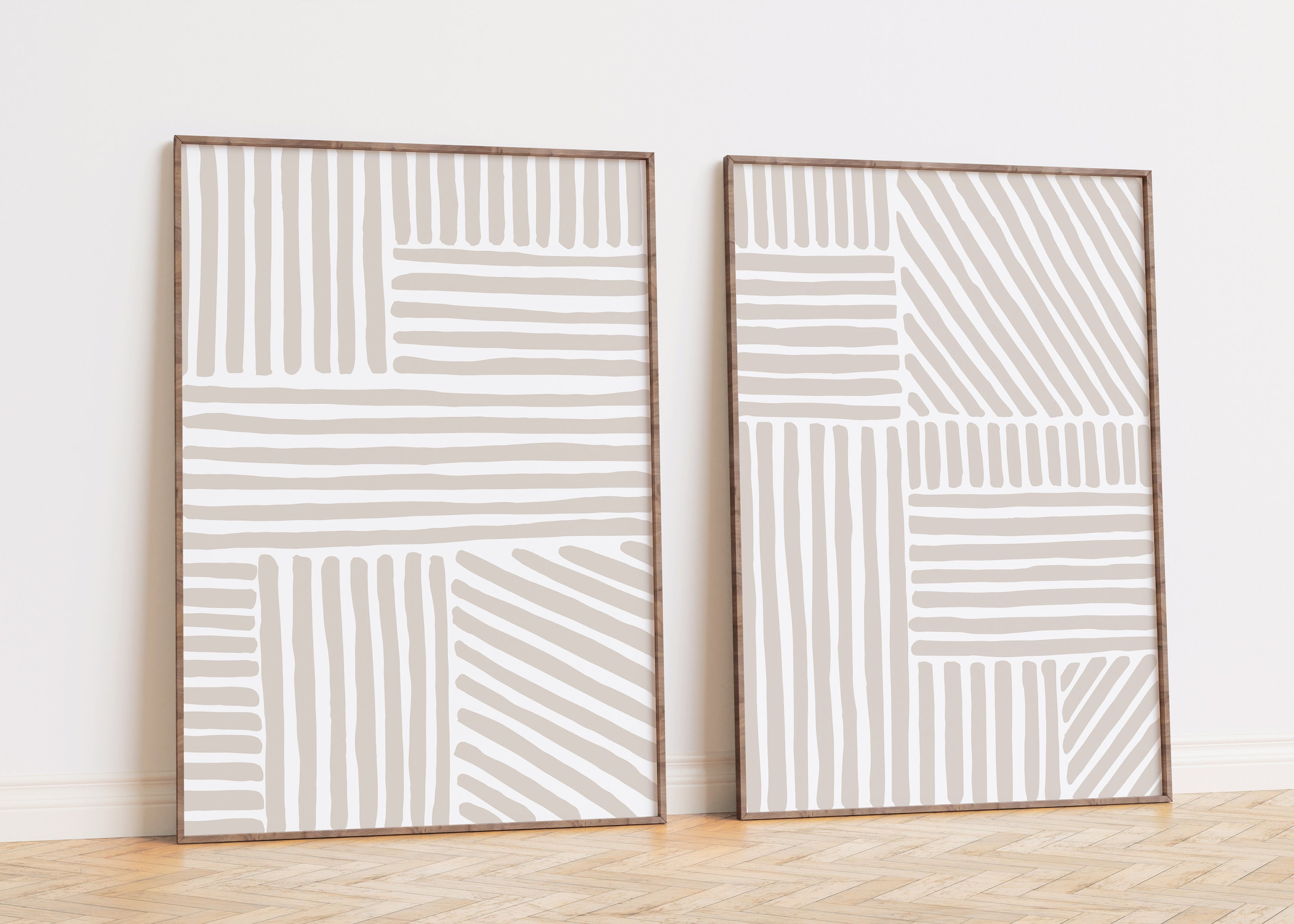 Modern Minimalist Beige Lines Printable Wall Art Neutral Beige and ...