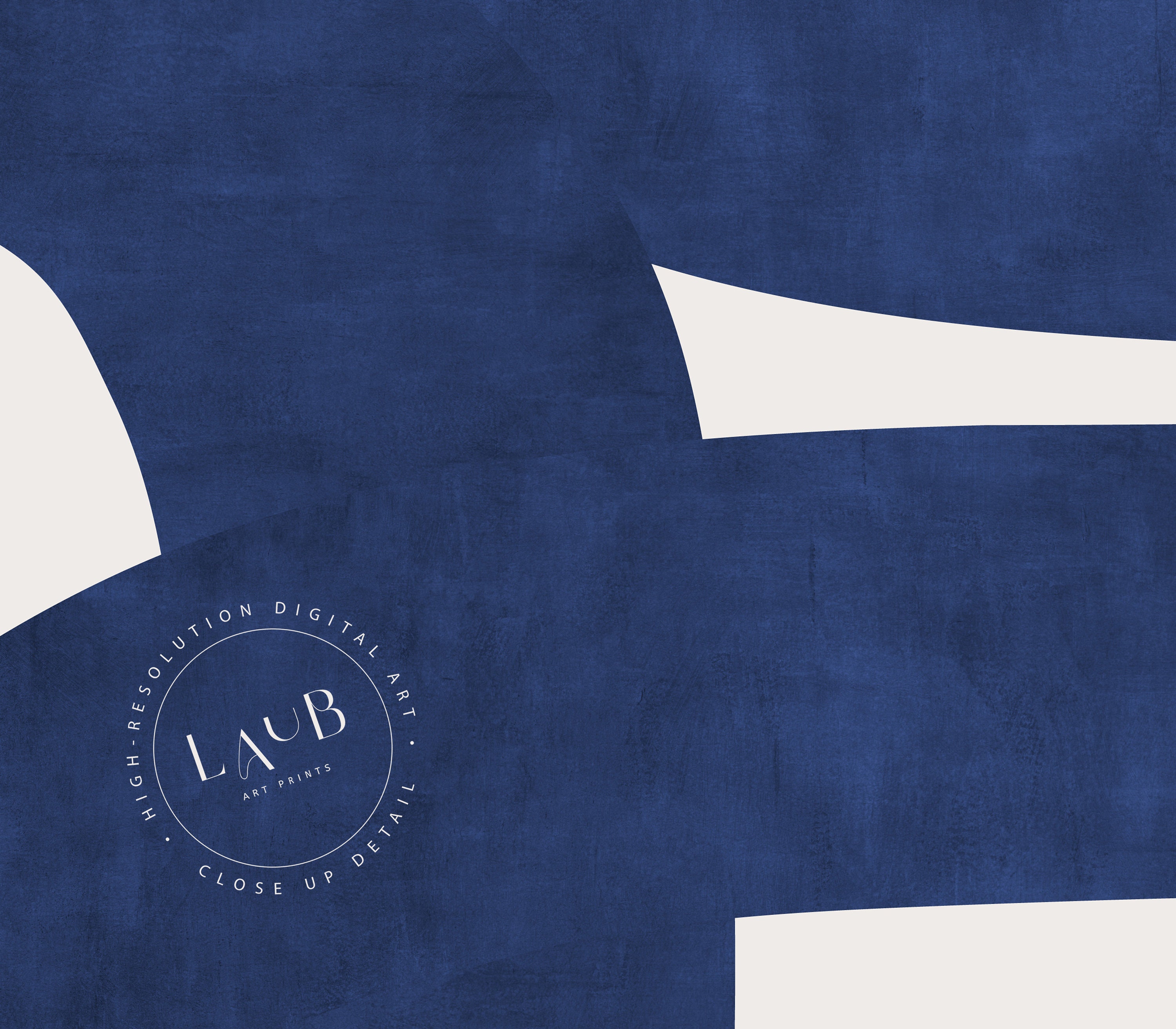 Mid-century Indigo Blue Beige Organic Lines Downloadable Art Print Bold ...