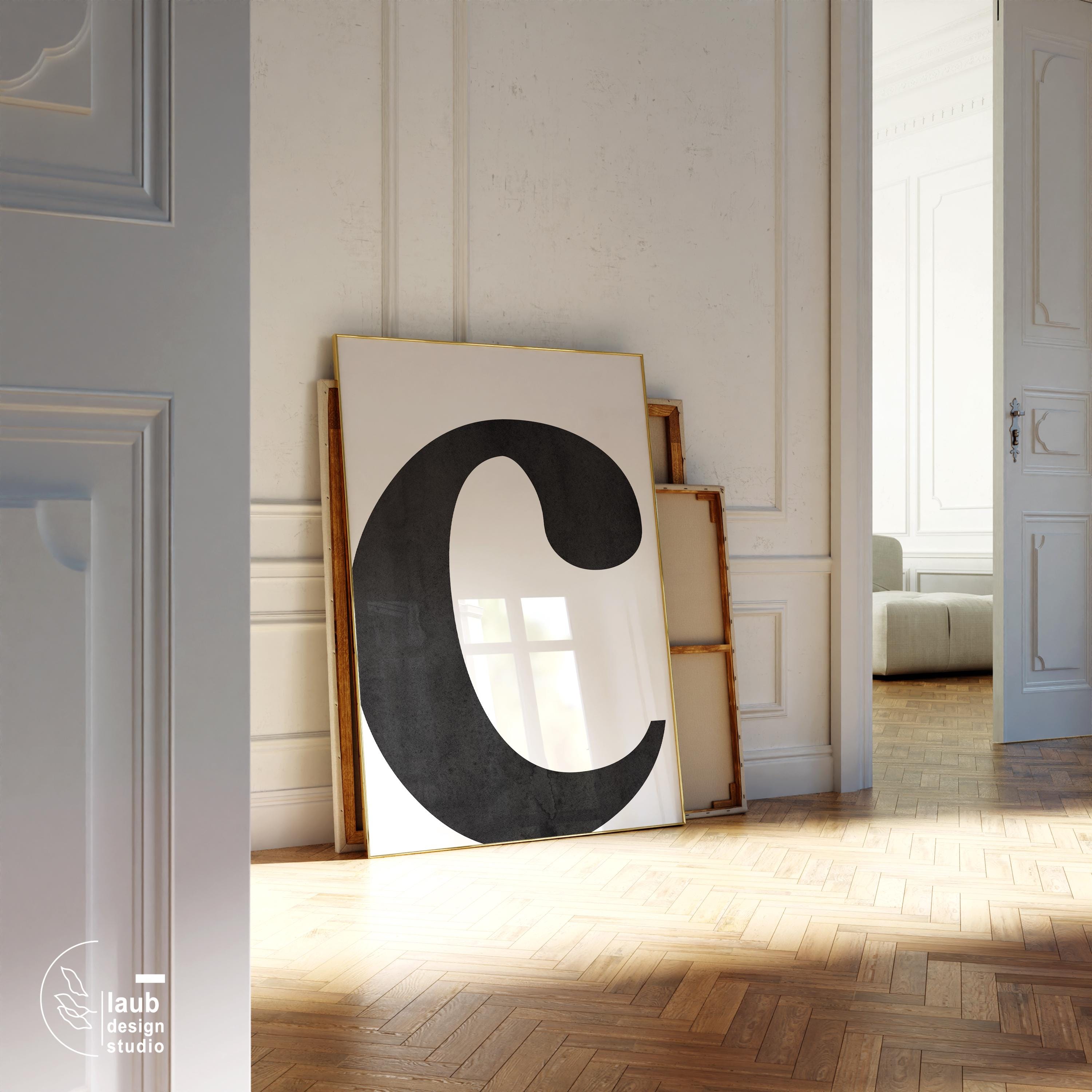 Letter C Print: Black and White Scandinavian Wall Art (digital Download ...