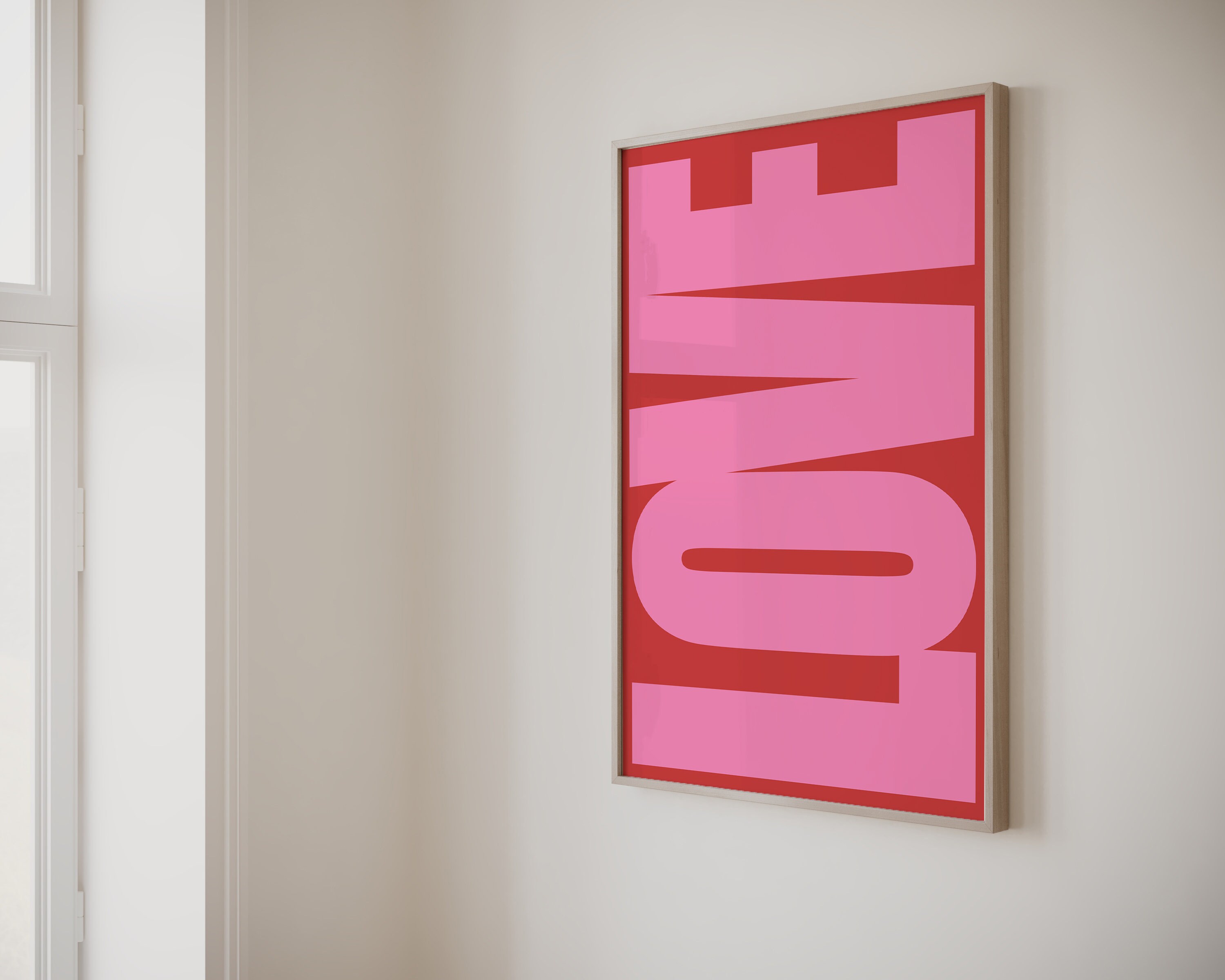 Valentine LOVE Statement Modern Pink Red Minimalist Printable Wall Art ...