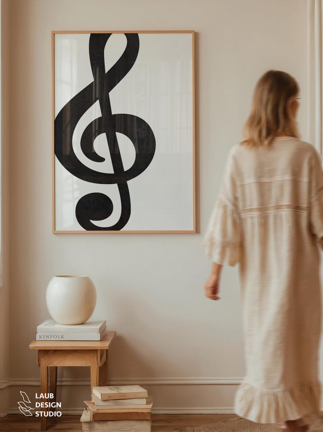 Modern Treble Clef Art Print – Minimal Music Wall Decor in Black ...