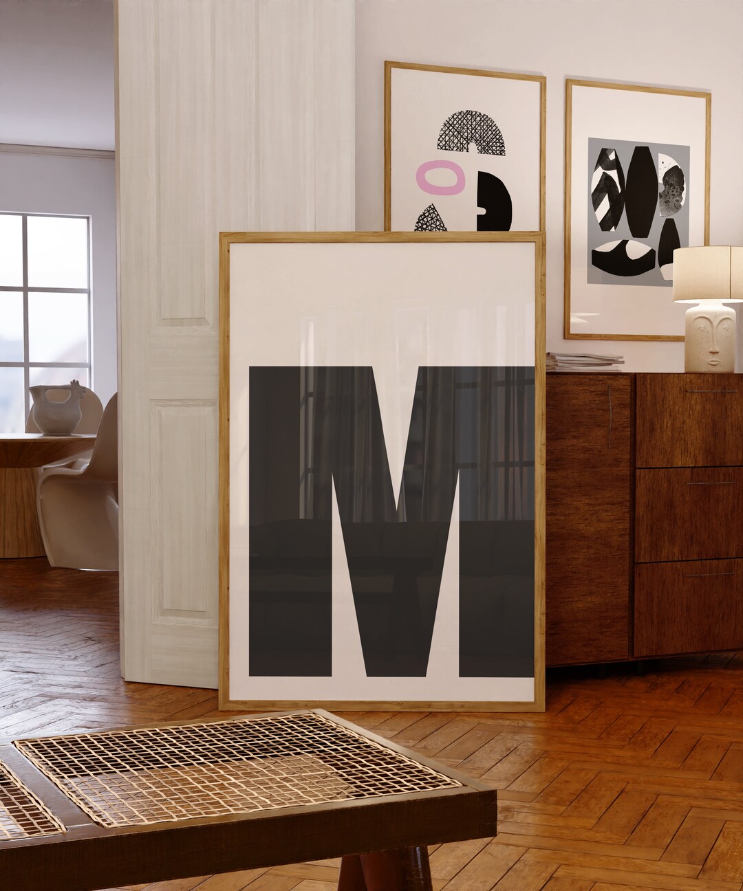 Black and White M Letter Wall Art Print | Alphabet Printable Letter M ...
