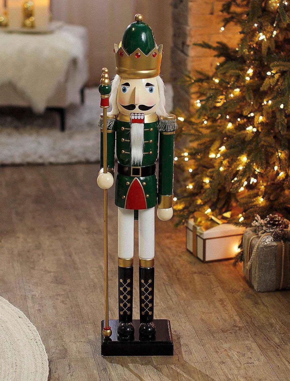 25% Off, Free Shipping Today! Large 3 Ft. Green Wood Nutcracker With ...