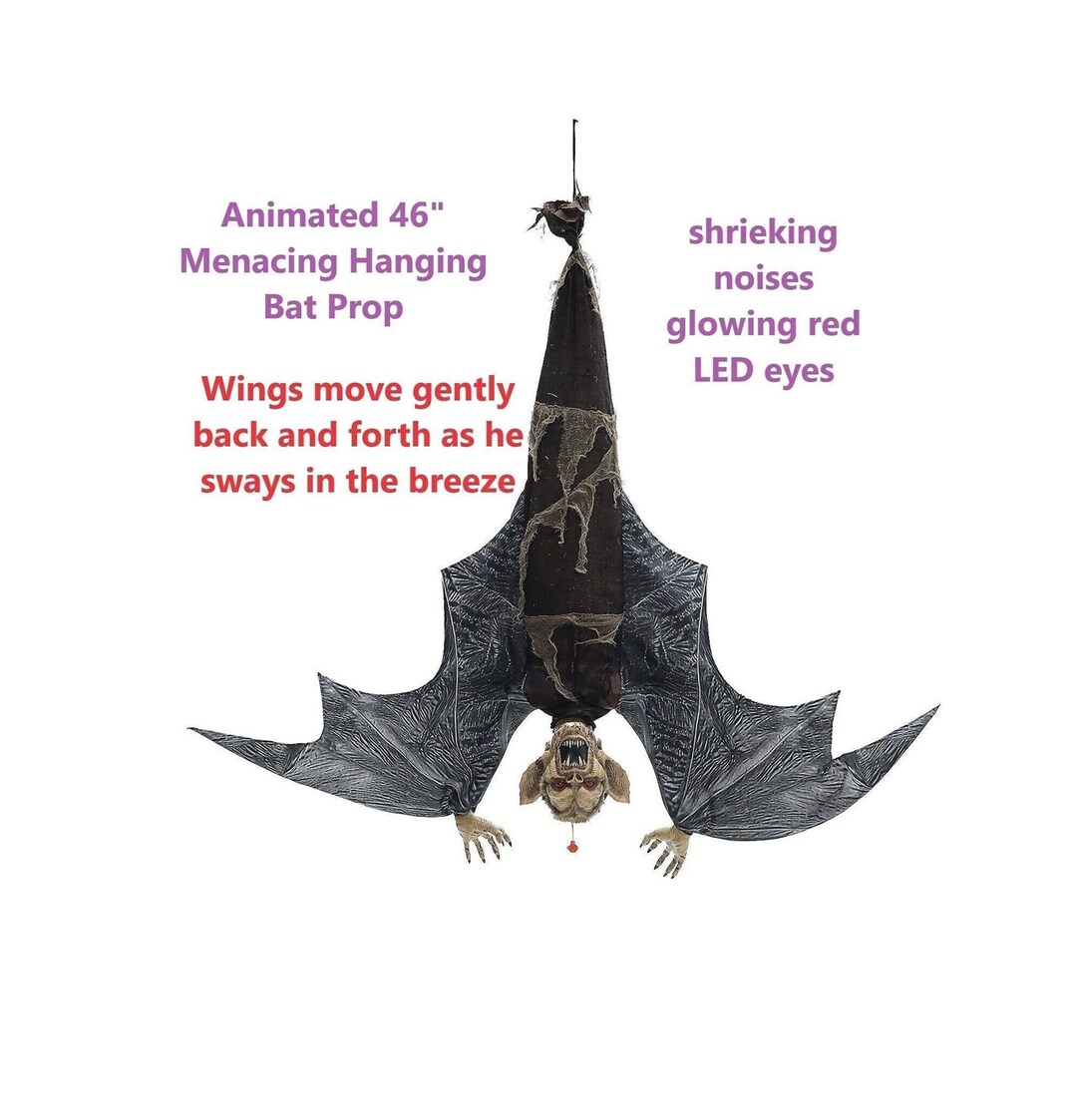 25% off Today Halloween Animated 46 Menacing Hanging Bat Vampire Prop ...