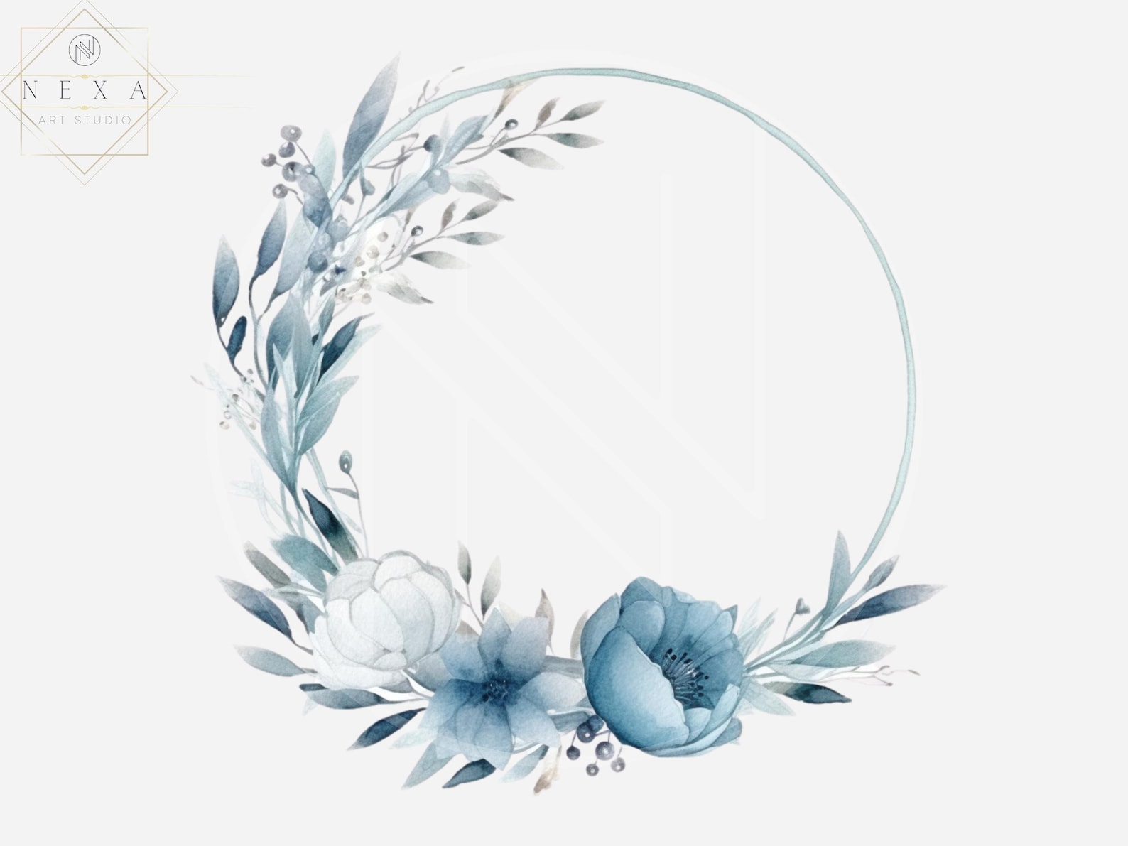 Dusty Blue Floral Clipart Watercolor Floral Clipart Roses Floral ...