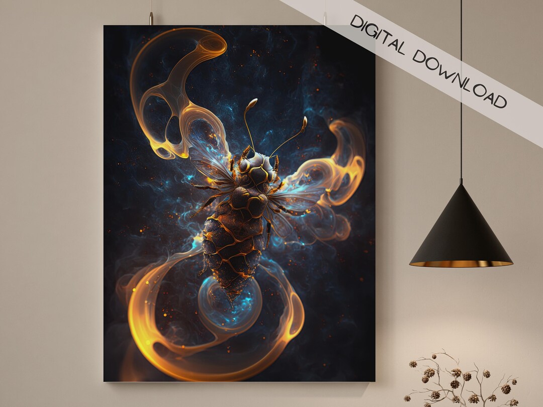 Cosmic Bee | Modern Wall Art Decor | Digital Prints | Cosmic Animals ...