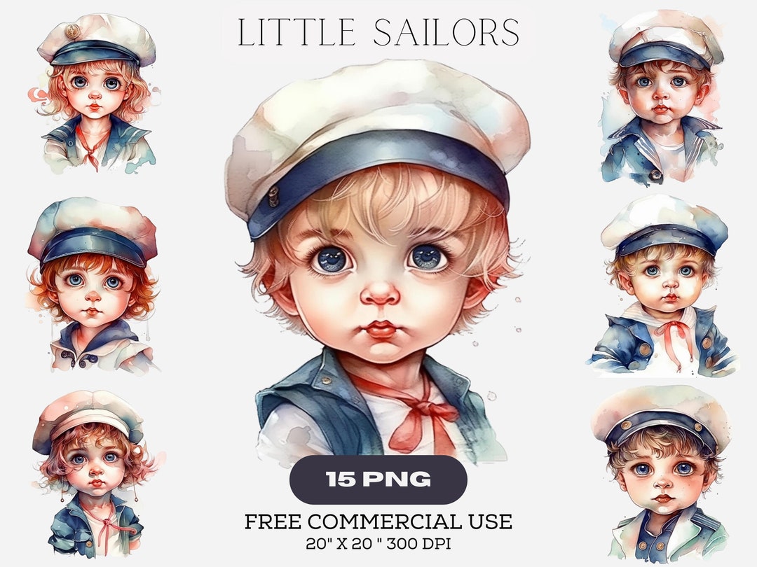 Baby Sailor Clipart, PNG Sublimation Watercolor Nautical Nursery ...
