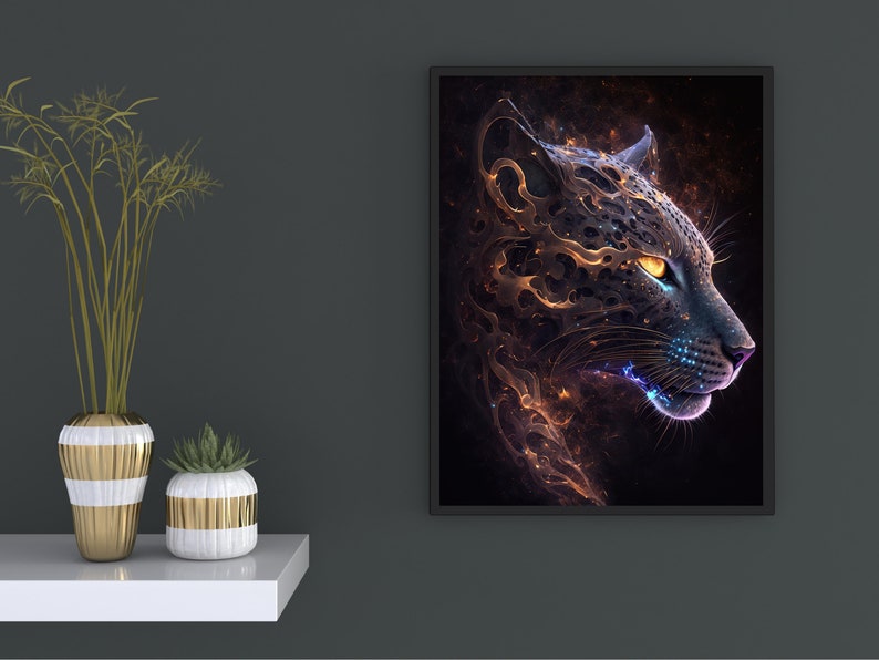 Cosmic Panther Modern Wall Art Decor Digital Prints Cosmic Animals ...
