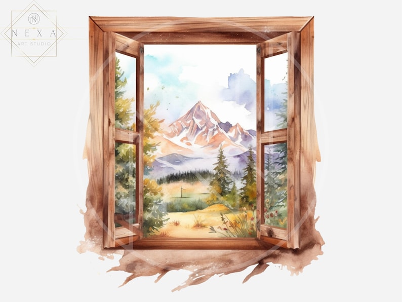 Watercolor Spring Windows Clipart Flower Windows PNG Format Instant ...