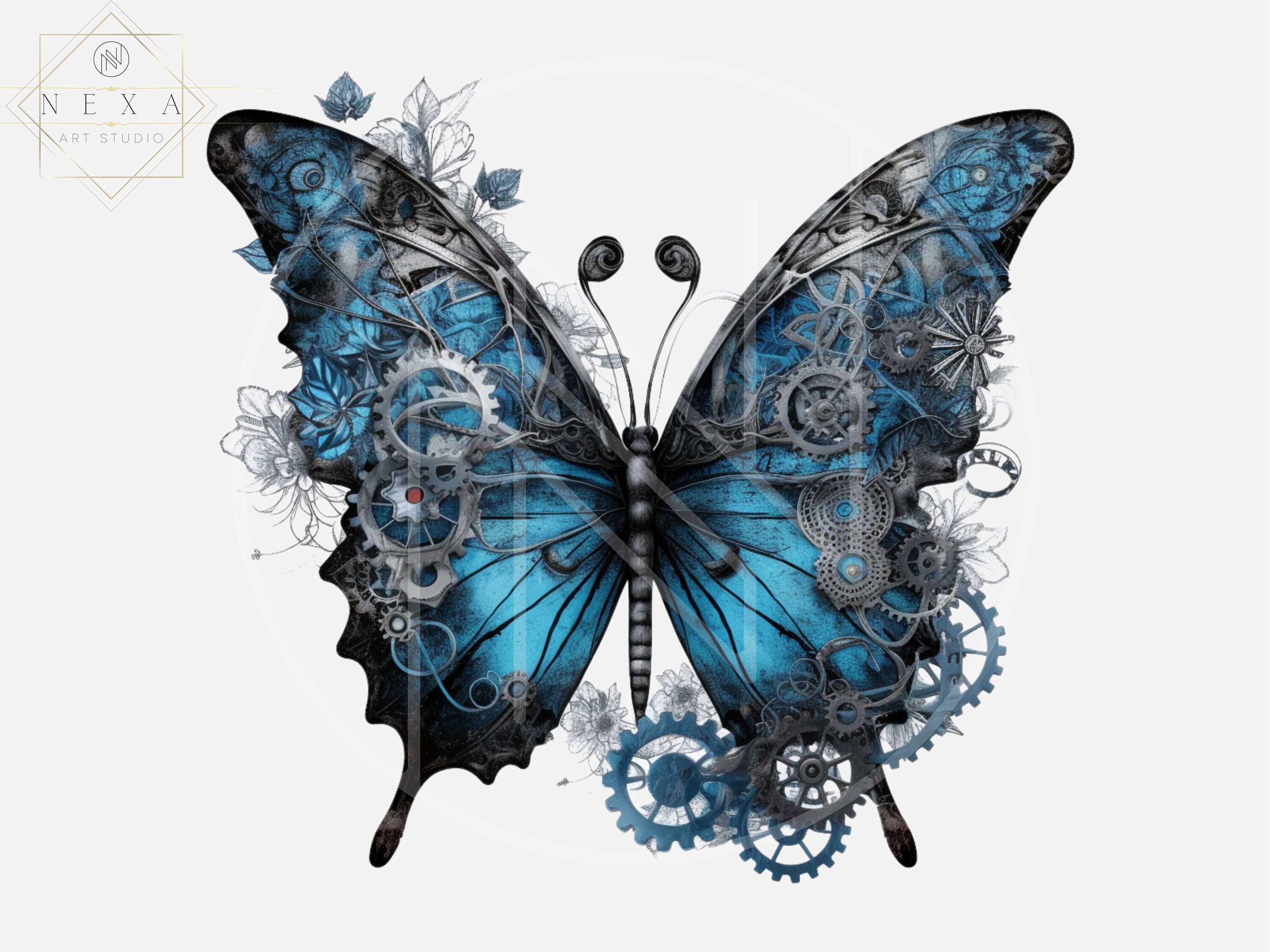 Steampunk Butterflies Clipart, Watercolor Steampunk PNG, Butterfly ...