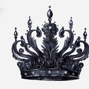 Black Crown Clipart, Crown Clipart, Royal Crown, Mixed Media, Pngs ...