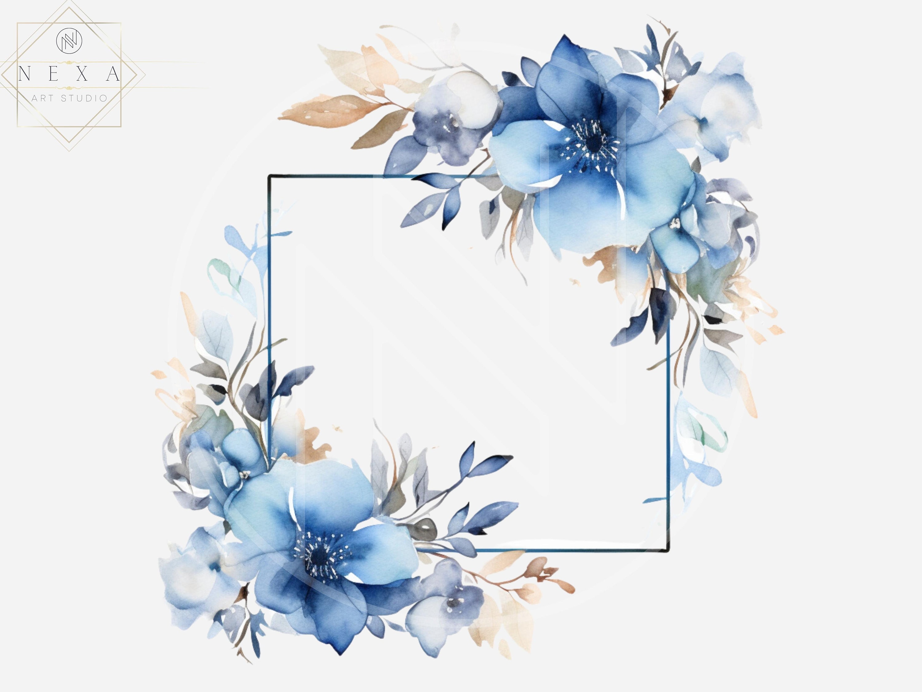 Dusty Blue Flowers Clipart, Blue Flowers PNG, Watercolor Floral Clipart ...