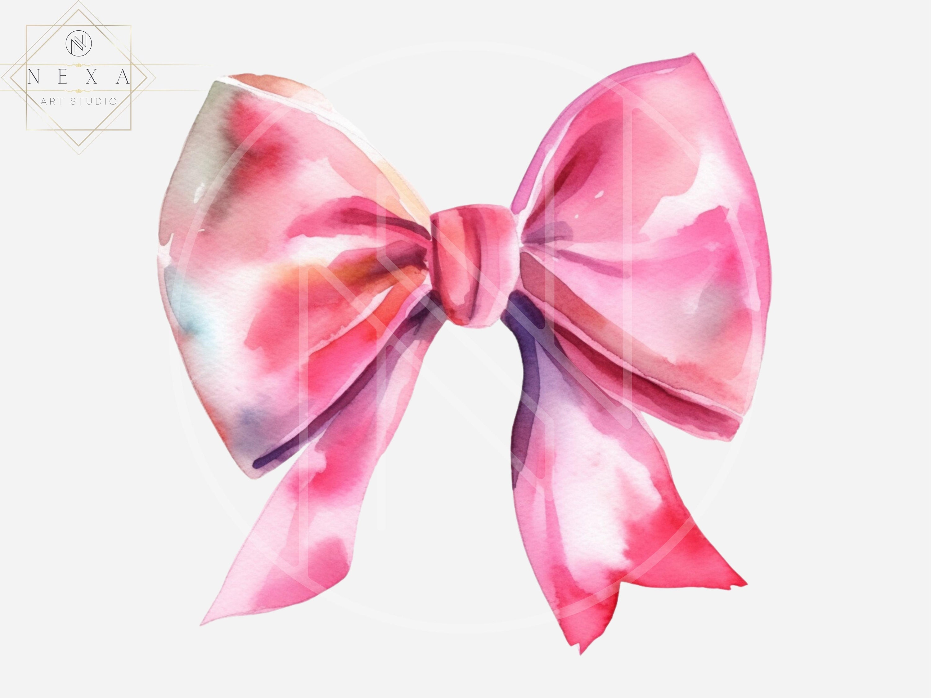 Watercolor Pink Bows Clipart Candy Pink Satin Bow PNG Digital Image ...