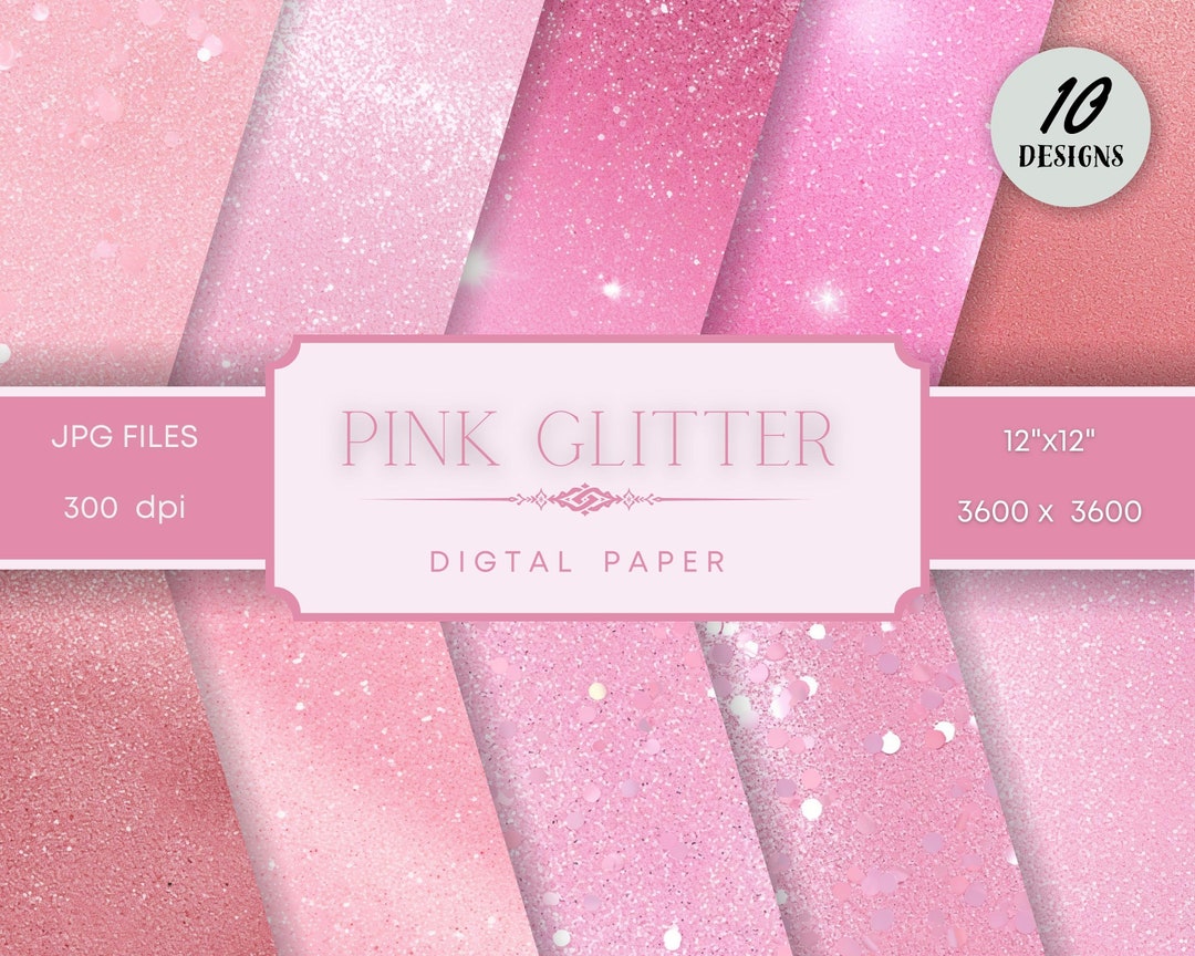 Pink Glitter Digital Paper, Hot Pink Glitter Texture, Scrapbooking ...