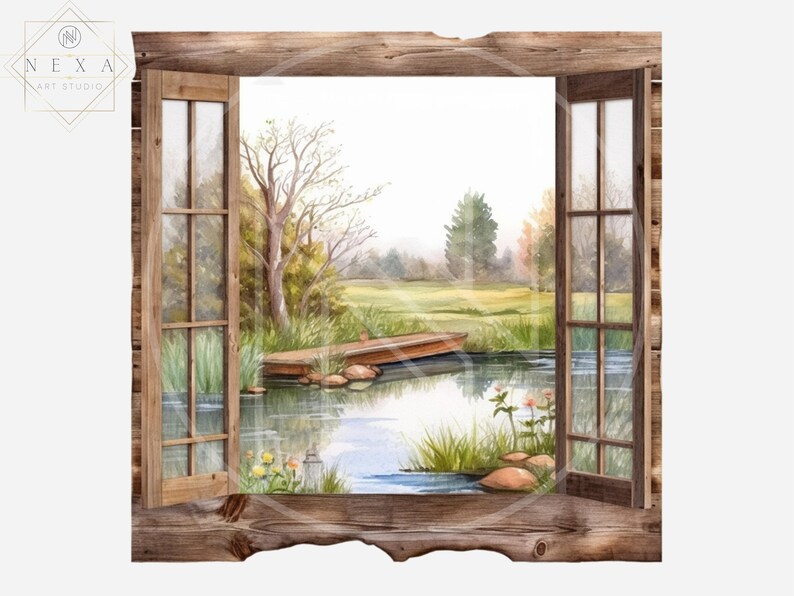 Watercolor Spring Windows Clipart Flower Windows PNG Format Instant ...