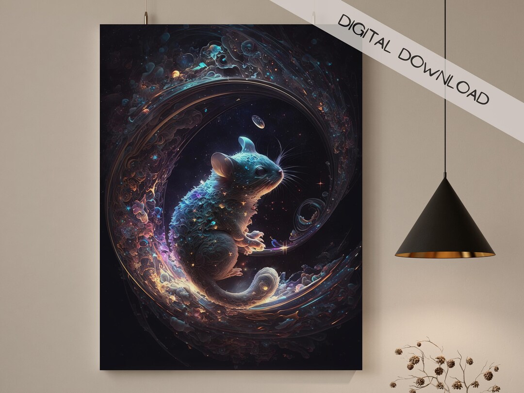 Cosmic Mouse | Modern Wall Art Decor | Digital Prints | Cosmic Animals ...