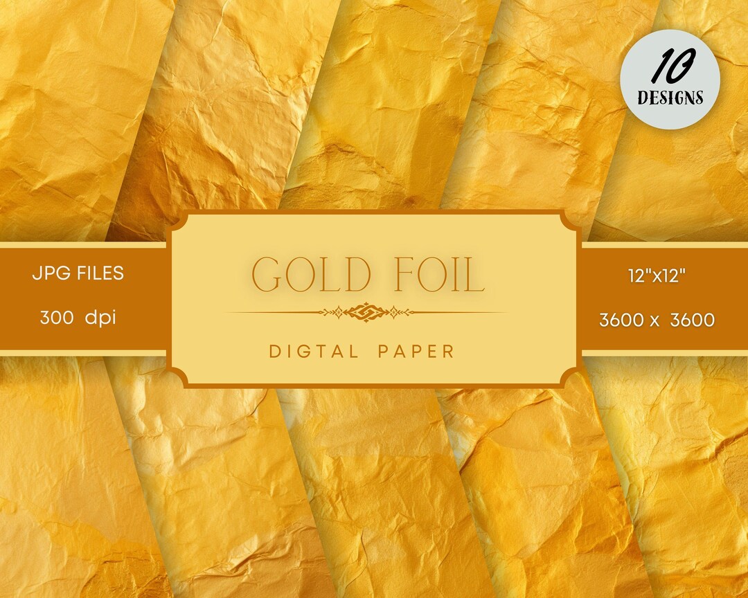 Gold Foil Digital Paper, Gold Backgrounds, Metallic Gold Digital Paper ...