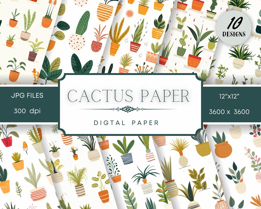 Desert Cactus Digital Paper, Plant for Birthday, Baby Shower, Wedding ...