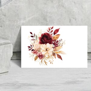 Marsala Flowers Watercolor Clipart - Etsy