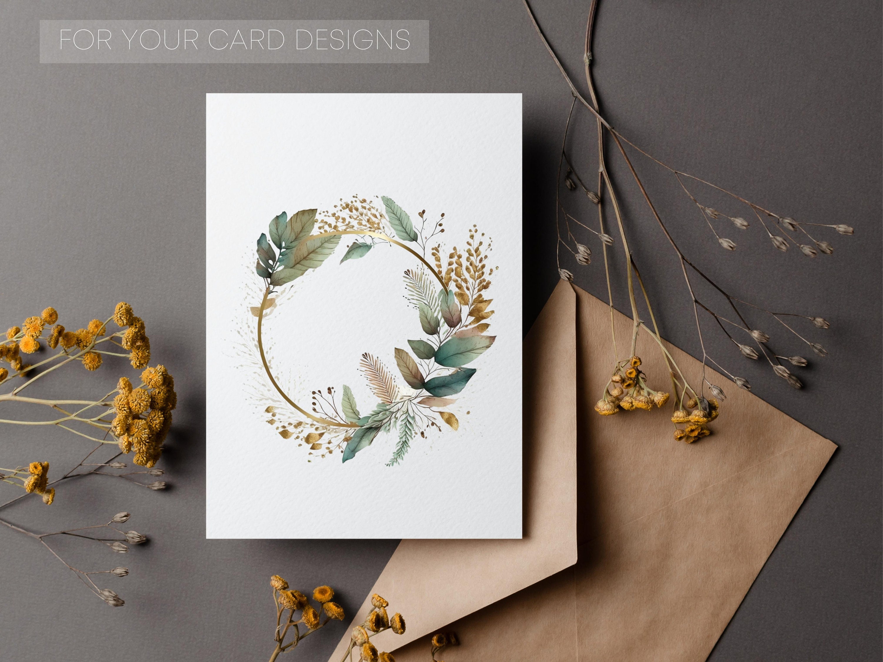 Watercolor Bohemian Wreath Clipart Boho Frame PNG Neutral Pampas ...