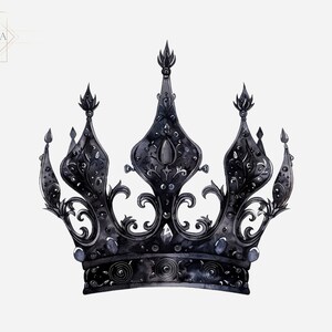 Black Crown Clipart, Crown Clipart, Royal Crown, Mixed Media, Pngs ...