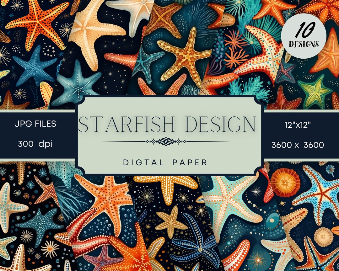Starfish Digital Paper, Sea Life, Summer, Free Commercial Use, Instant ...