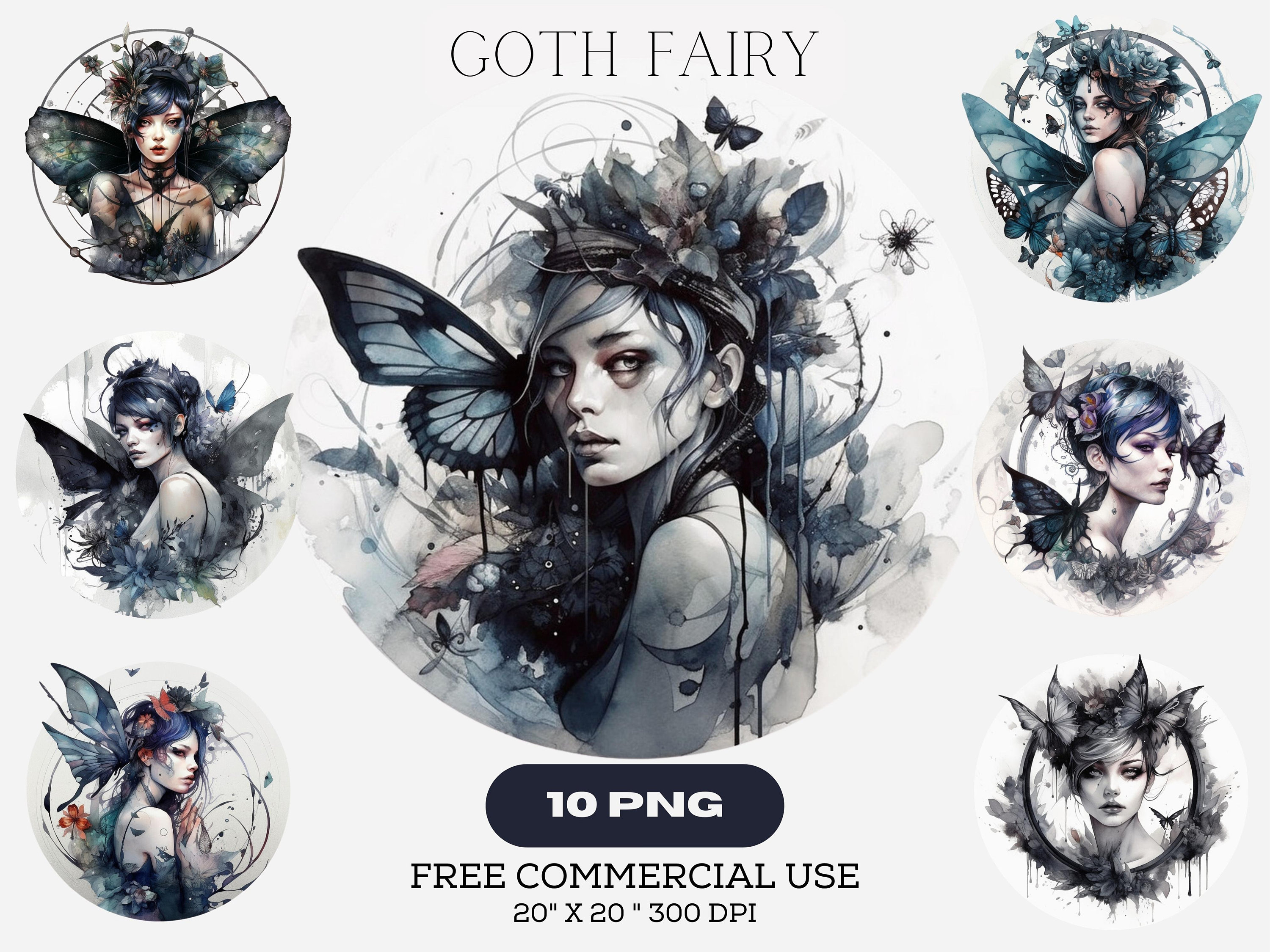 Watercolor Gothic Fairy Clipart, Free Commercial Use, Mystical Clipart ...