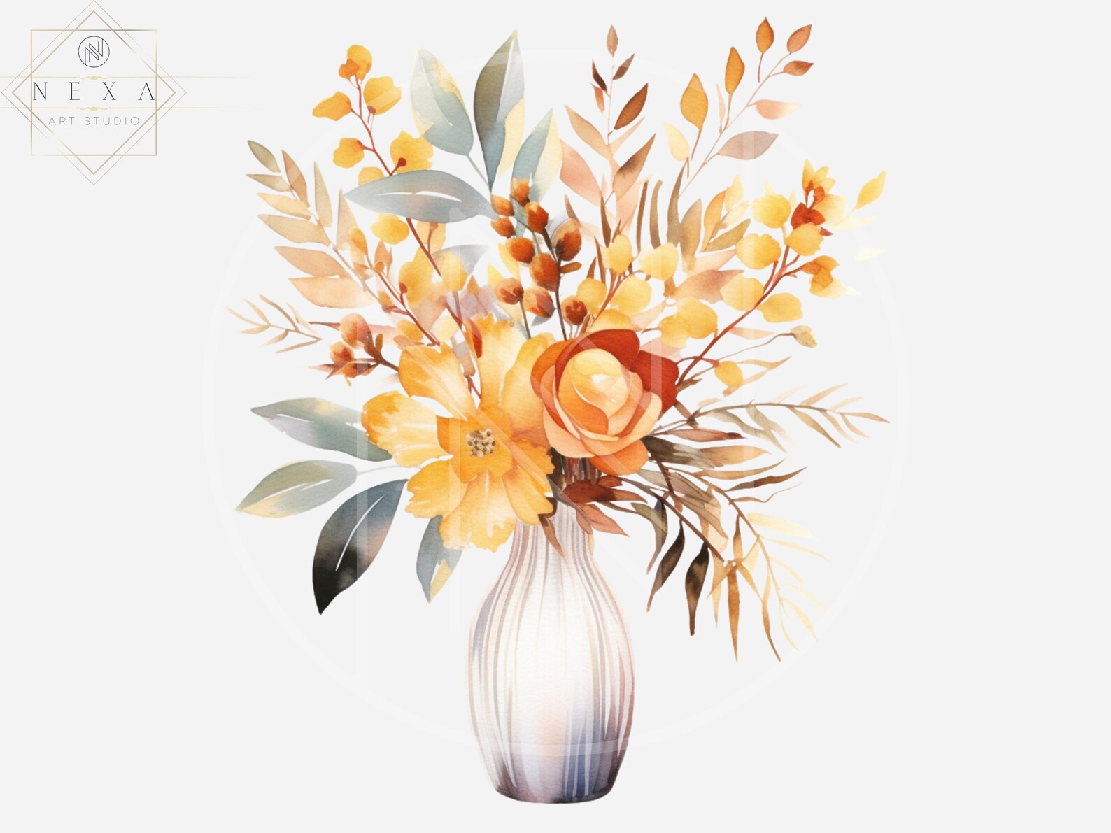Watercolor Autumn Floral Clipart, Autumn Bouquets Clipart, Fall Clipart ...