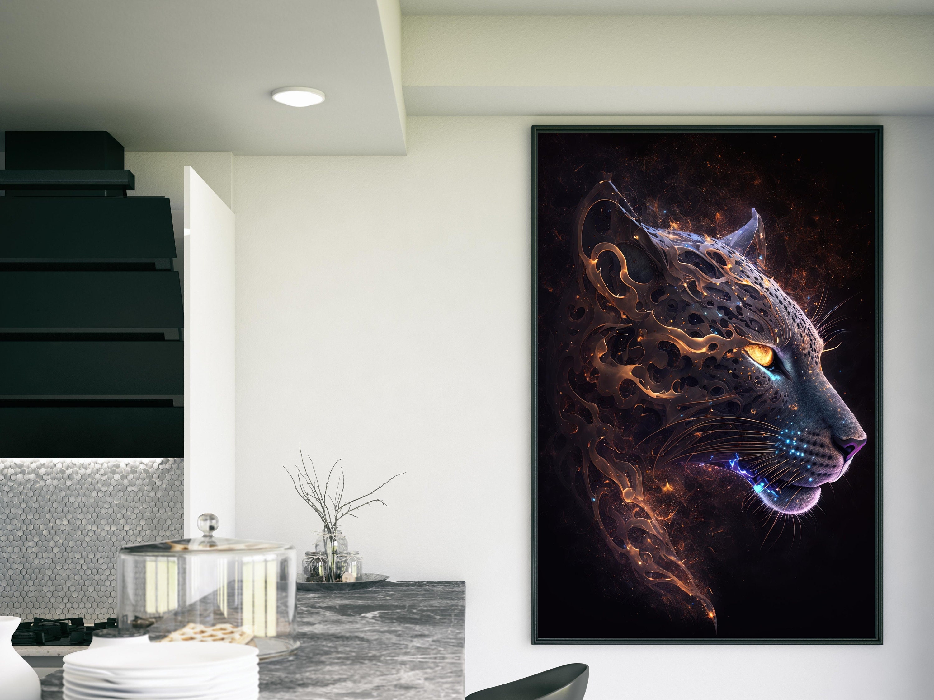Cosmic Panther Modern Wall Art Decor Digital Prints Cosmic Animals ...