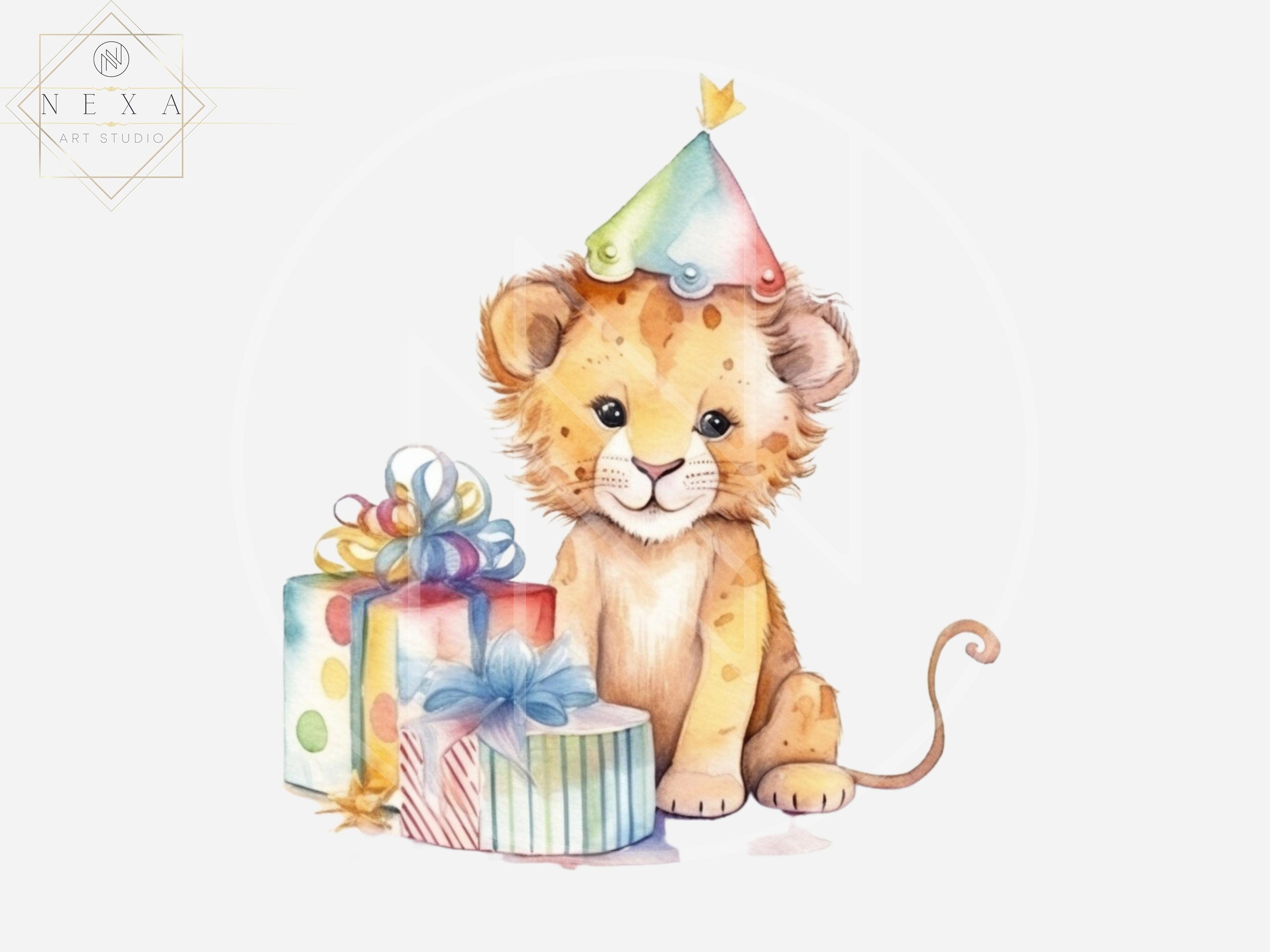 Watercolor Clipart Birthday, Children Shower, Presents Clipart, Flags ...