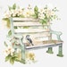 Spring Benches Clipart, Cottage Clip Art, PNG, Digital Watercolor, Free ...