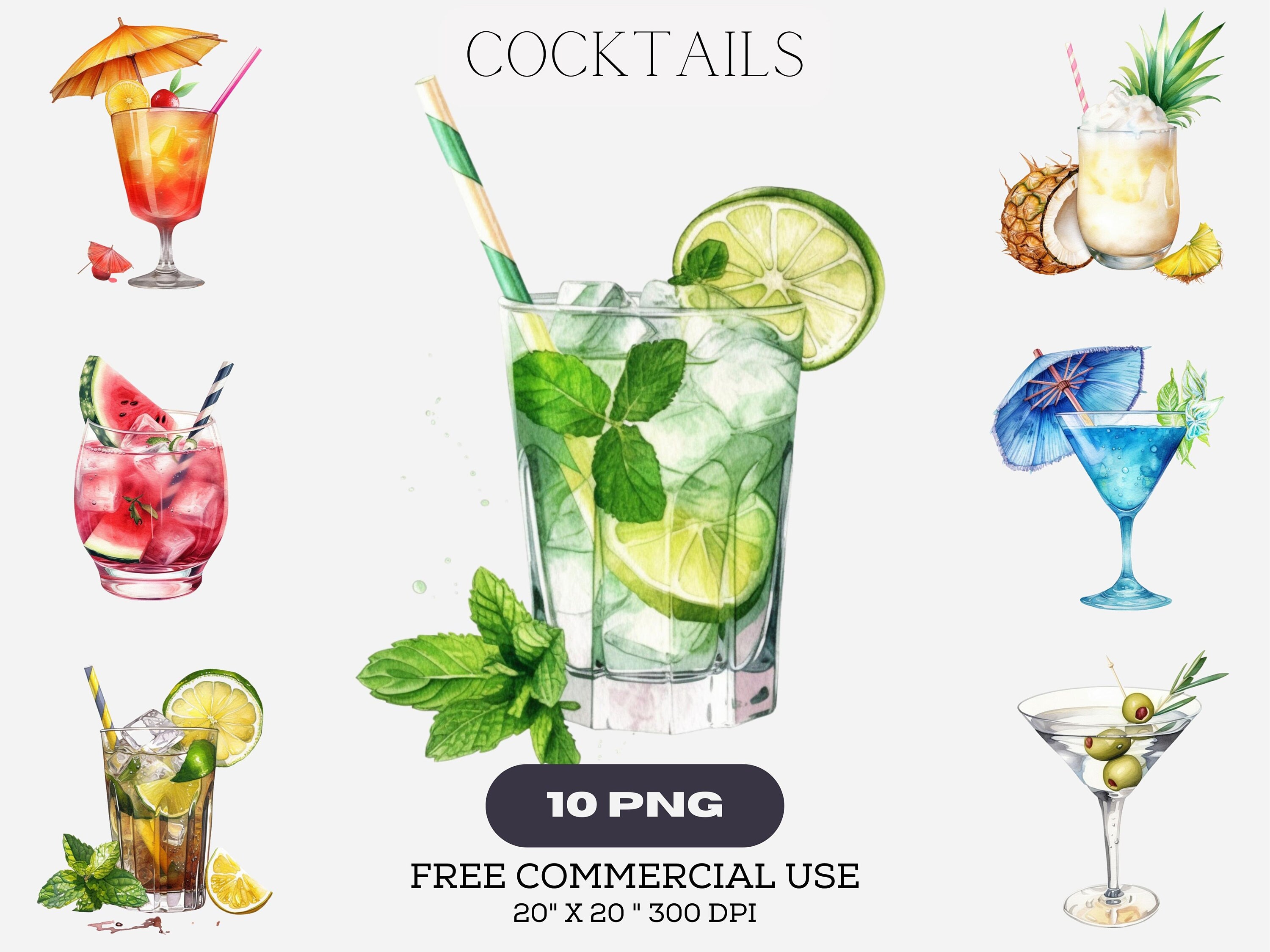 Cocktail Png, Cocktail Clipart, Mojito Png, Pina Colada, Martini, Fruity Cocktail Clipart ...