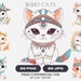 Boho Cats Clipart Cute Kitten Clip Art, Boho Cat Clipart, Boho Clipart ...