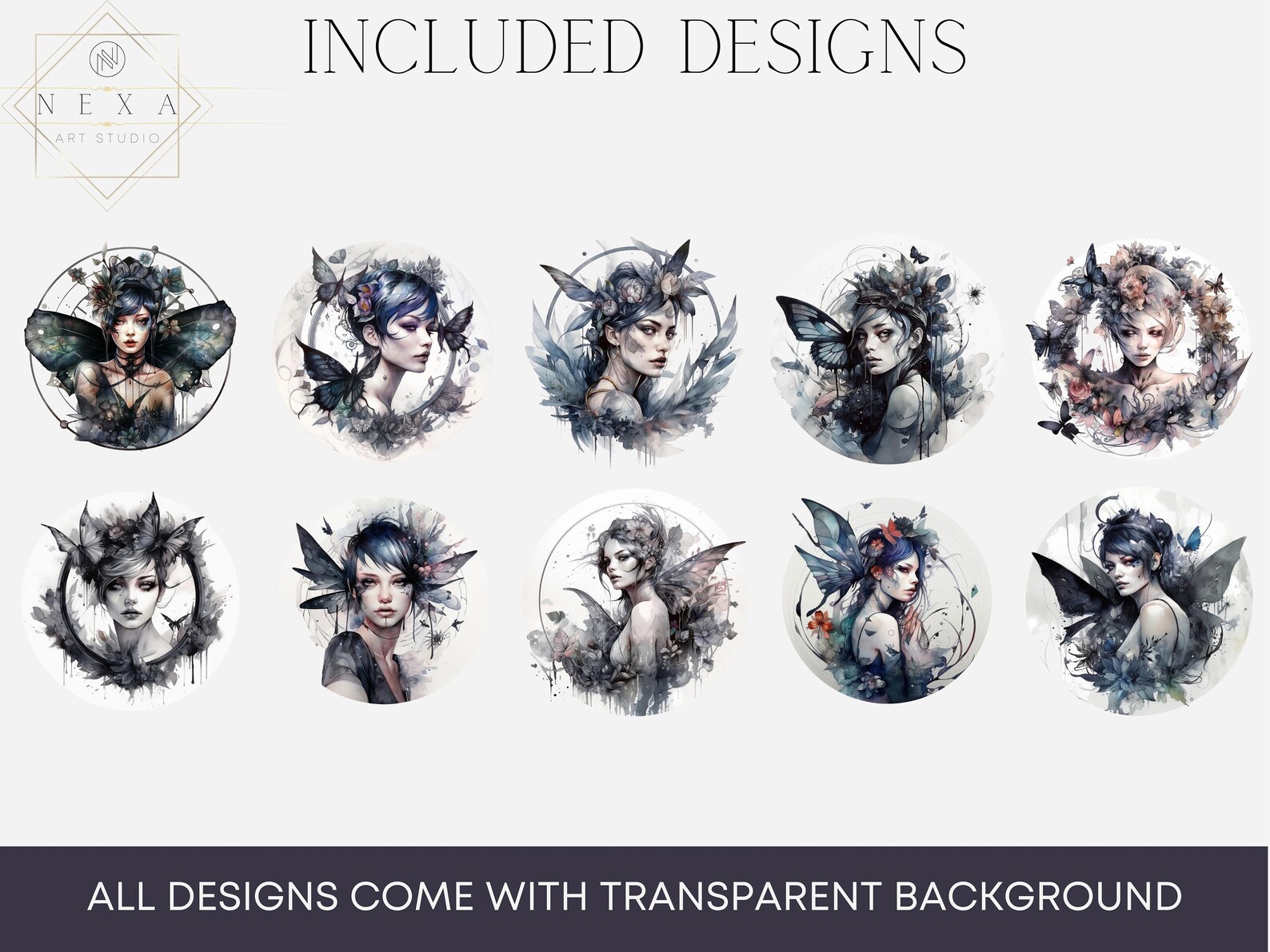 Watercolor Gothic Fairy Clipart, Free Commercial Use, Mystical Clipart ...