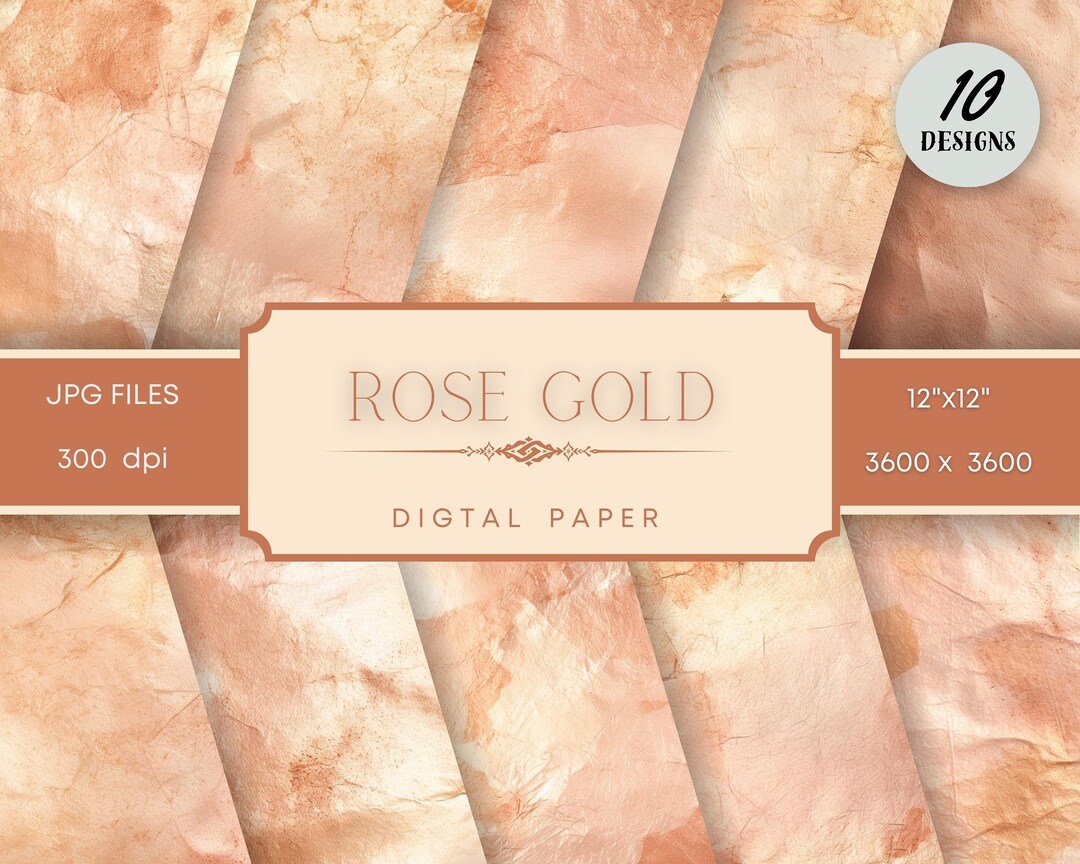 Rose Gold Digital Paper,foil Backgrounds, Rose Gold Gradients Printable ...