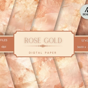 Rose Gold Digital Paper,foil Backgrounds, Rose Gold Gradients Printable ...