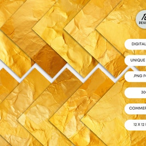 Gold Foil Digital Paper, Gold Backgrounds, Metallic Gold Digital Paper ...