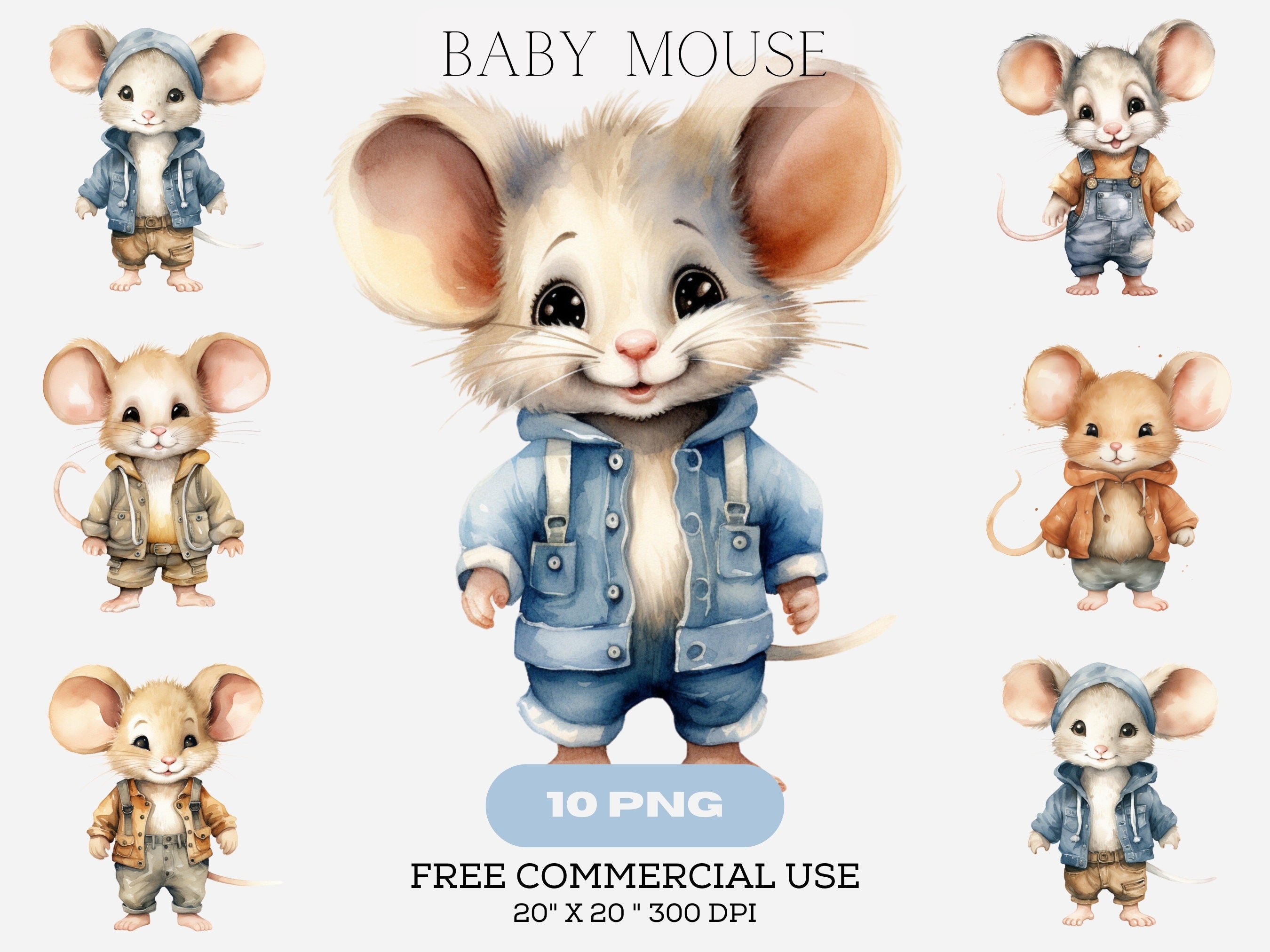 Cute Baby Mouse Clipart, 10 High Quality Pngs, Nursery Art Card Making ...