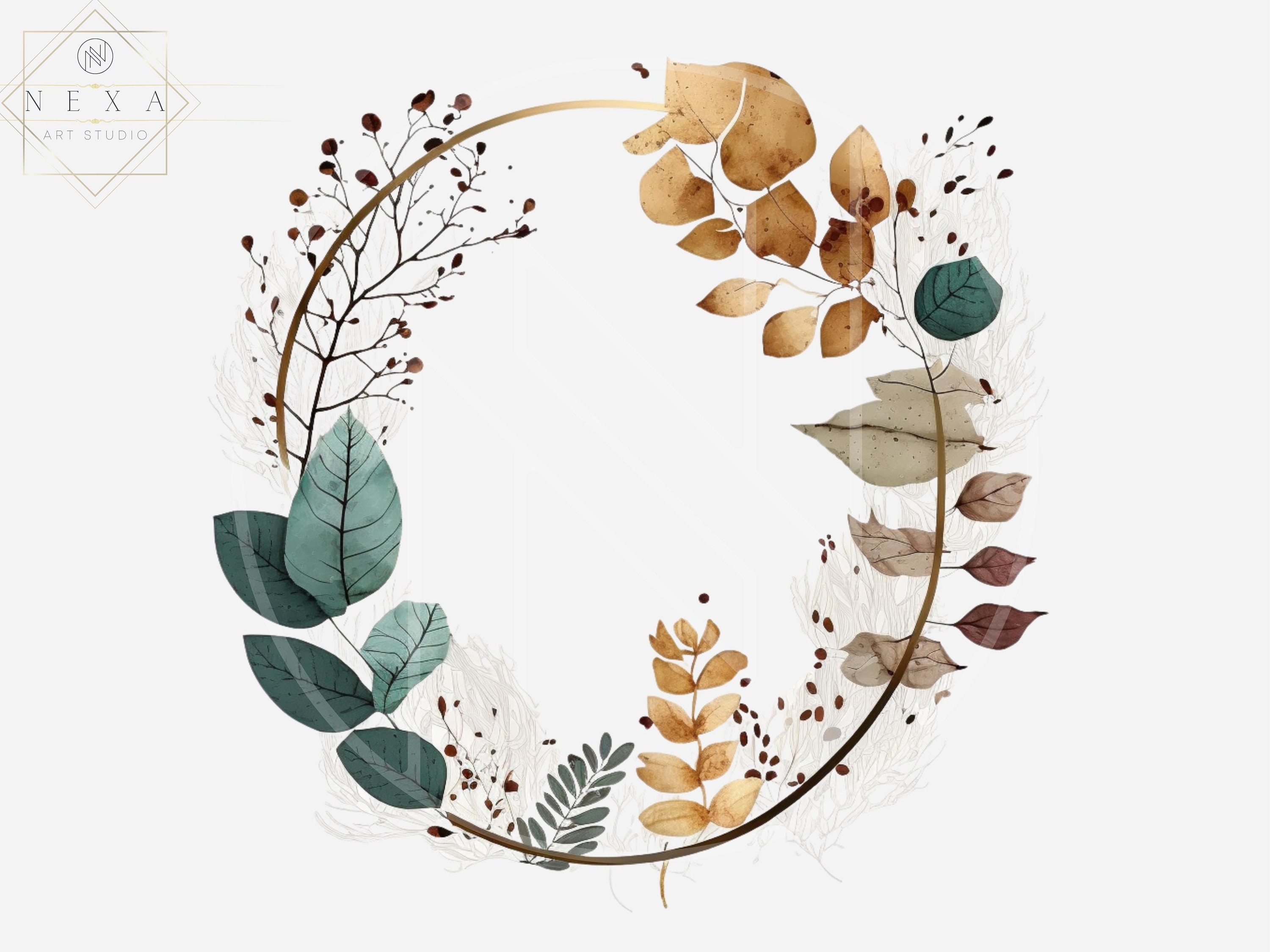 Watercolor Bohemian Wreath Clipart Boho Frame PNG Neutral Pampas ...