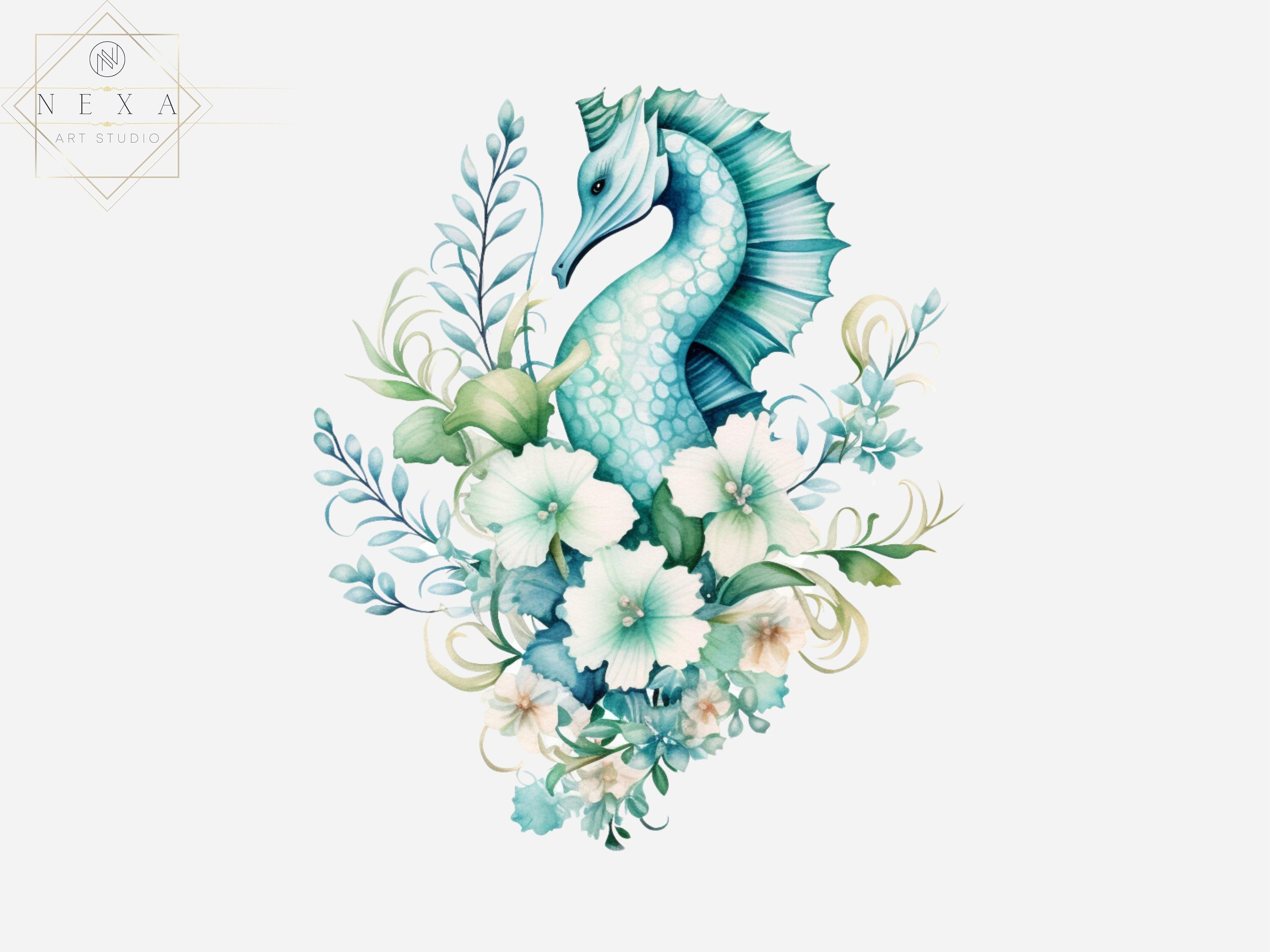 Watercolor Seahorse Clipart Cute Nautical Ocean Animals PNG - Etsy