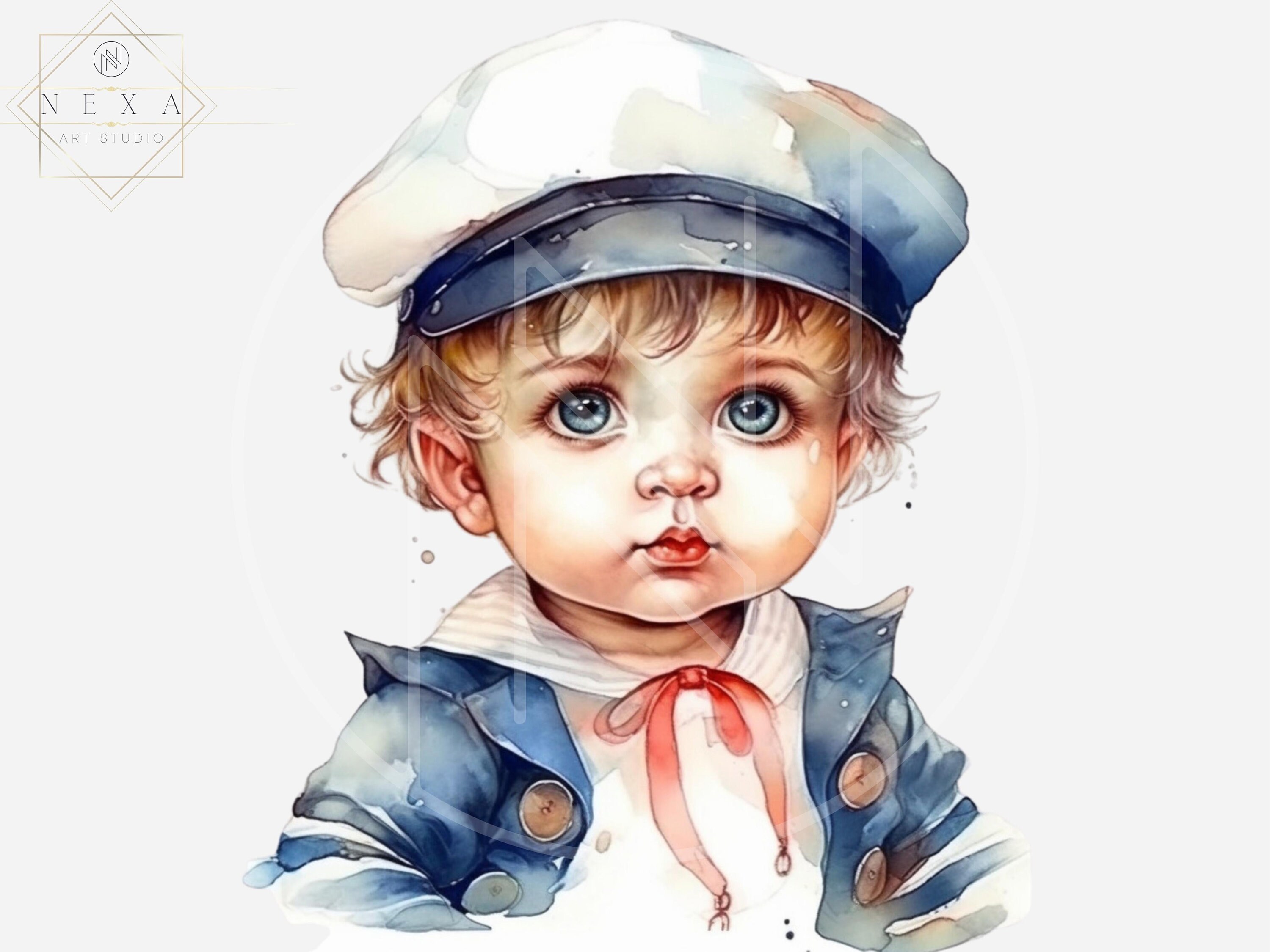 Baby Sailor Clipart, PNG Sublimation Watercolor Nautical Nursery ...