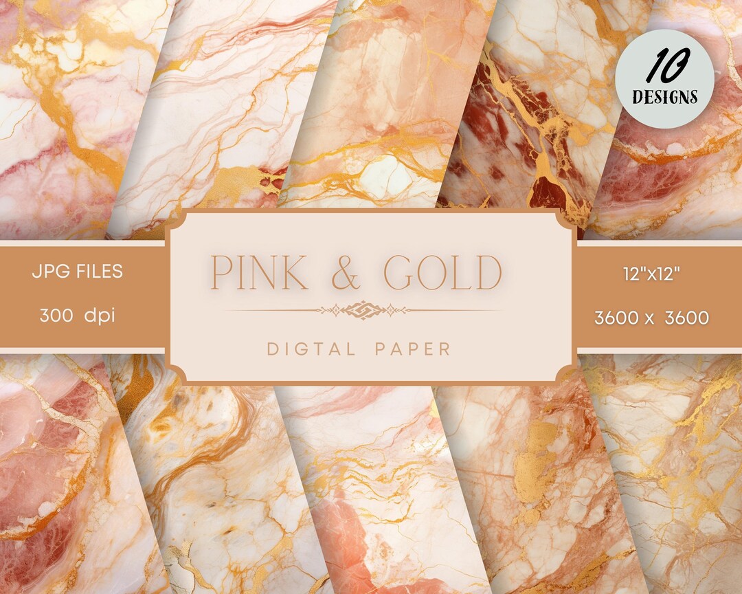 Pink and Gold Marble Texture Backgrounds, Pink Marble Digital Paper ...