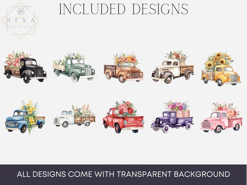 Watercolor Flower Truck Clipart, Pink Truck, Vintage F150 Clipart ...