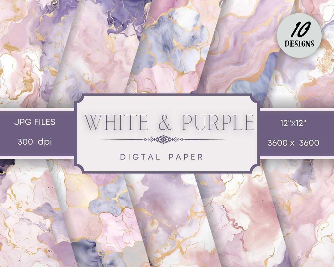 White and Purple Marble Digital Paper, Pastel Color, Free Commercial ...