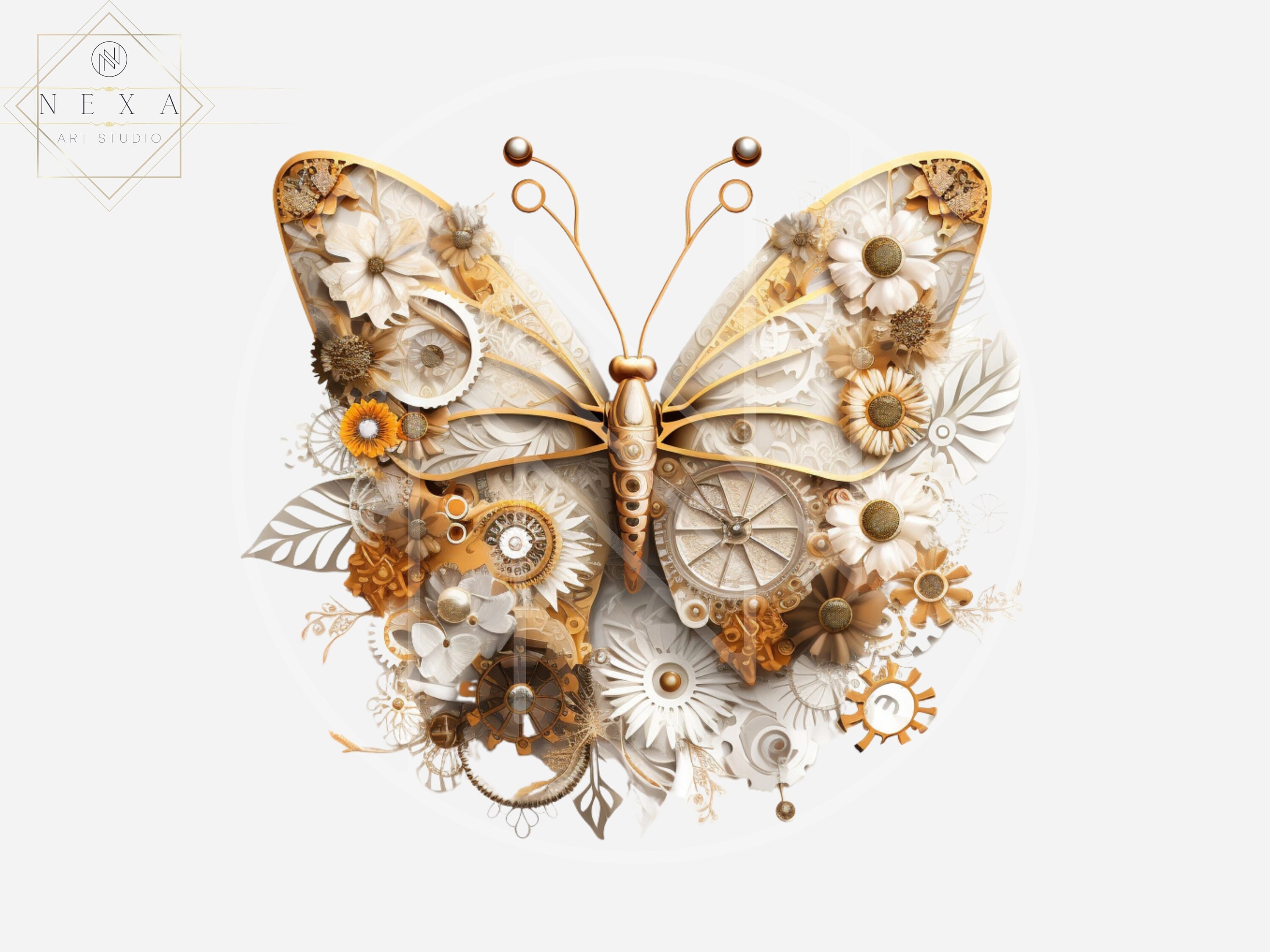 Steampunk Butterflies Clipart, Watercolor Steampunk PNG, Butterfly ...